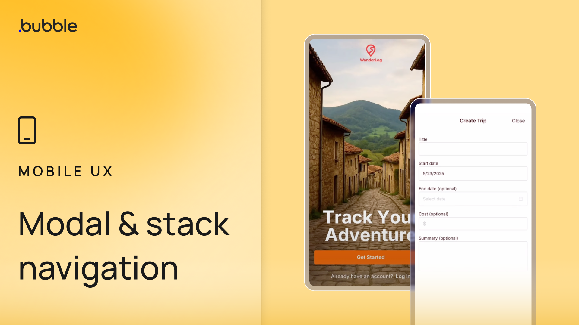 Modal and stack navigation (Lesson 2.3) | Bubble